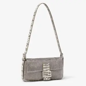 Fendi Baguette® 26424 Silver Organza Bag With Bead Embroidery